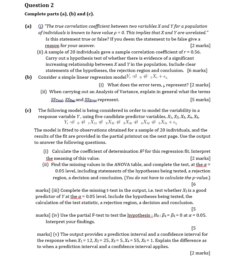 Solved Question 2 Complete Parts A B And C A The True Correlation Coefficient 9804