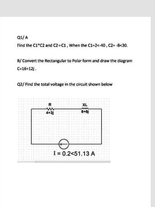 SOLVED: i need the answer quickly Q1/ A Find the C1*C2 and C2+C1 When ...