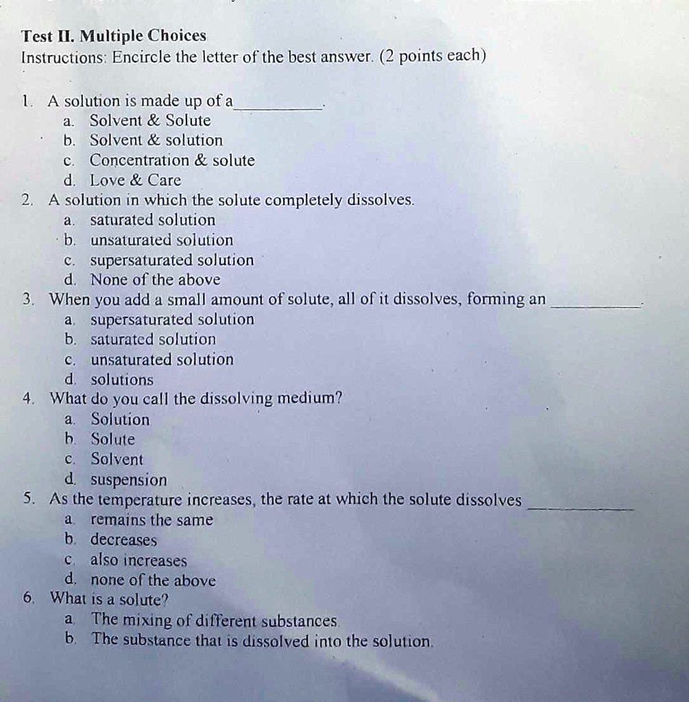pa help po sa science ko test i multiple choices instructions encircle ...