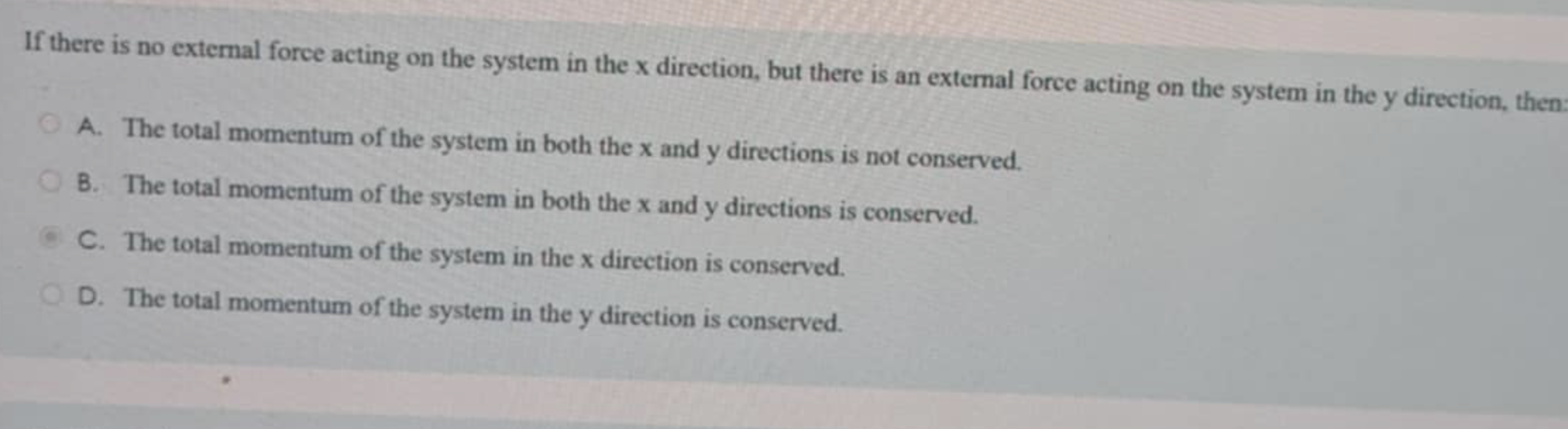 If There Is No External Force Acting On The System In The X Direction