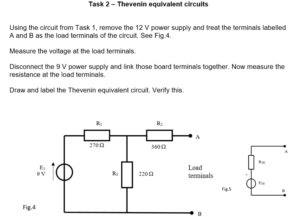 [GET ANSWER] Task 2 - Thevenin equivalent circuits Using the circuit ...