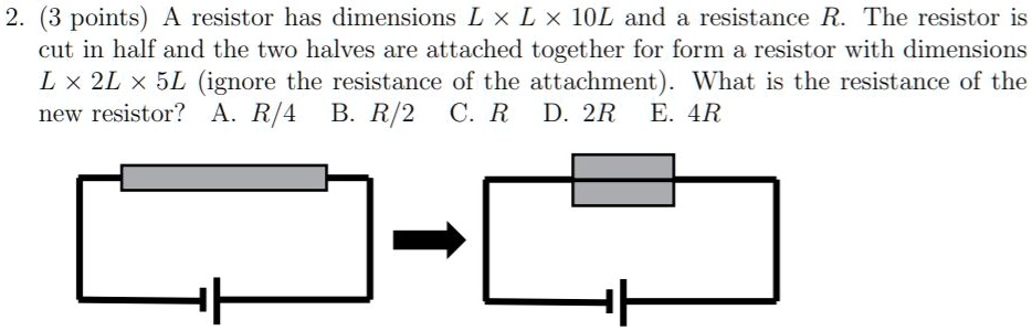 2 3 points a resistor has dimensions l x l x 10l and a resistance r the ...