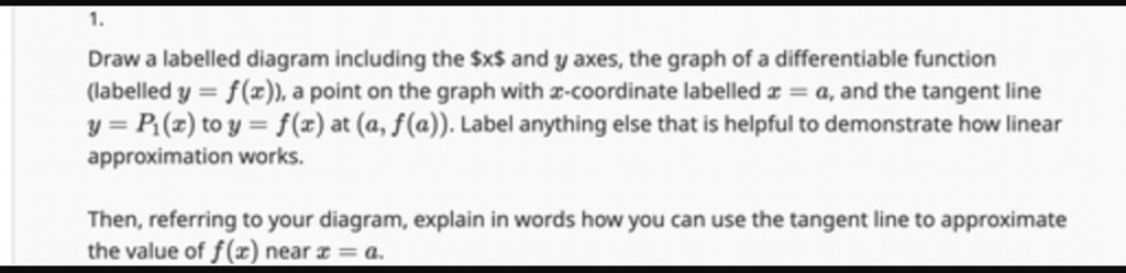 SOLVED: Draw a labelled diagram including the x and y axes, the graph ...