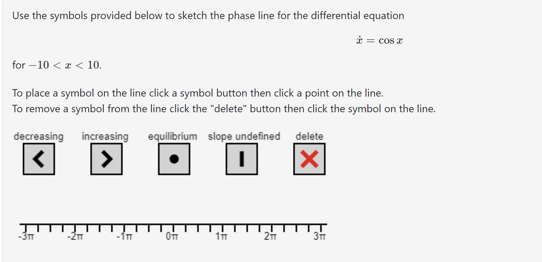 SOLVED: Use the symbols provided below to sketch the phase line for the ...