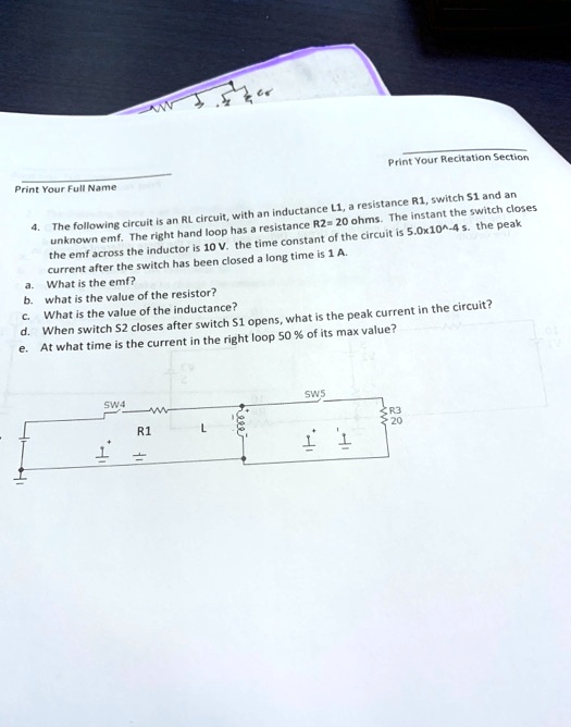 SOLVED: Print Your Recitation Section Print Your Full Name unknown emf. The right hand loop has ...