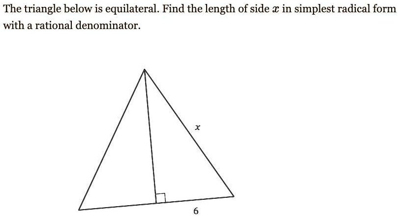 SOLVED: 'The triangle below is equilateral. Find the length of side x ...