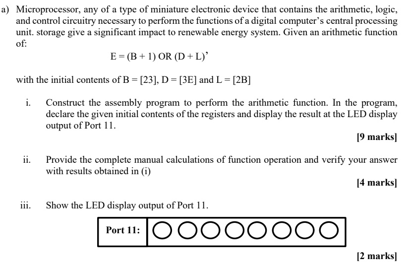 SOLVED: a) Microprocessor, any of a type of miniature electronic device ...