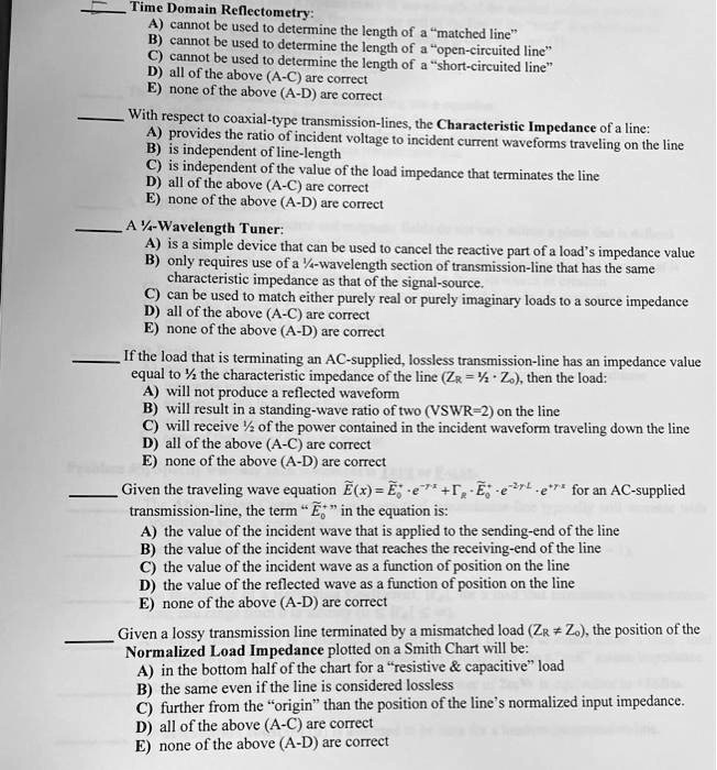 SOLVED: Time Domain Reflectometry: A cannot be used to determine the ...