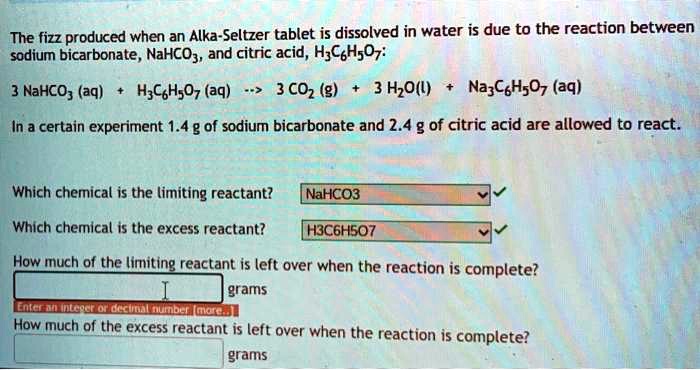 the fizz produced when an alka seltzer tablet is dissolved in water is ...