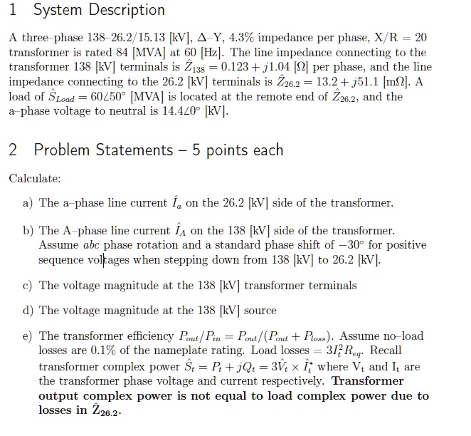 system description a three phase 138 2621513 kv y43 impedance per ...