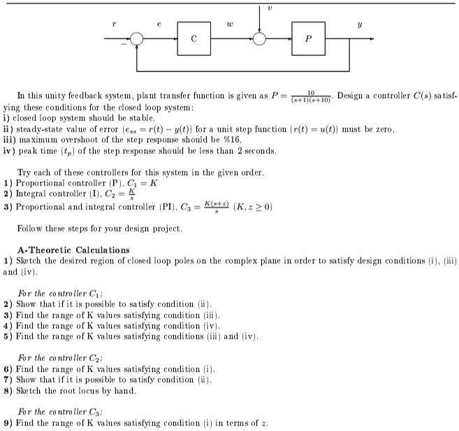 SOLVED: z. 10) Verify that the closed loop system satisfies conditions (i), (ii), (iii), and (iv ...