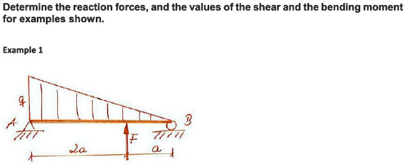 SOLVED: Determine the reaction forces, and the values of the shear and ...