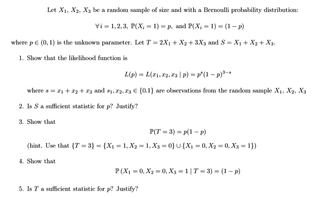 Let X1, X2, X3 be a random sample of size and with a...
