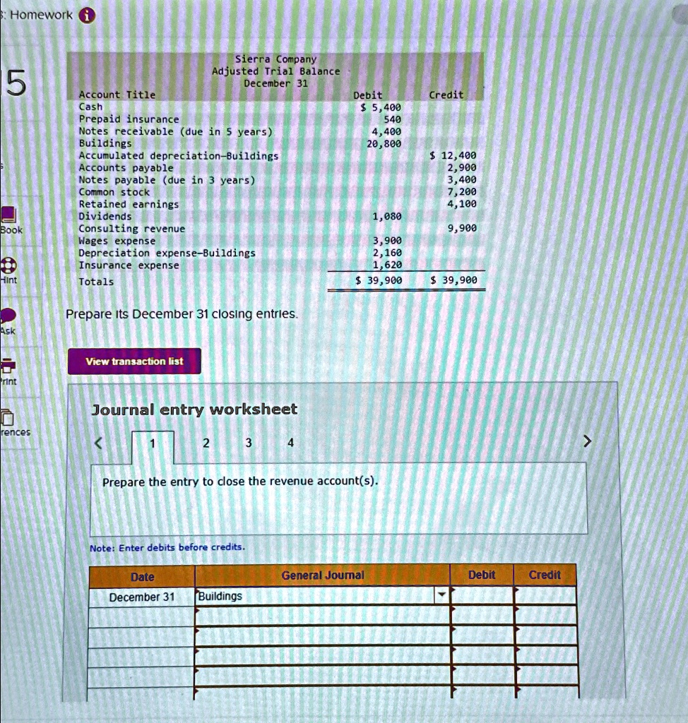 homework prepare its december 31 closing entries journal entry ...
