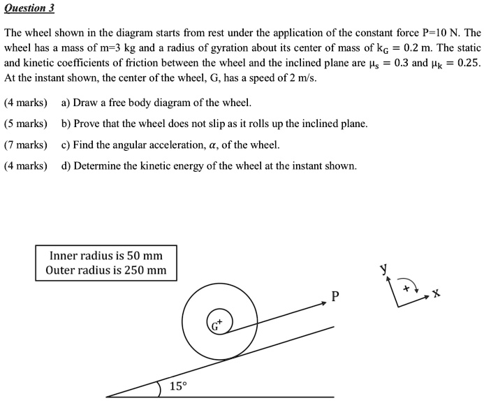 SOLVED:Question _ The wheel shown in the diagram starts from rest under ...