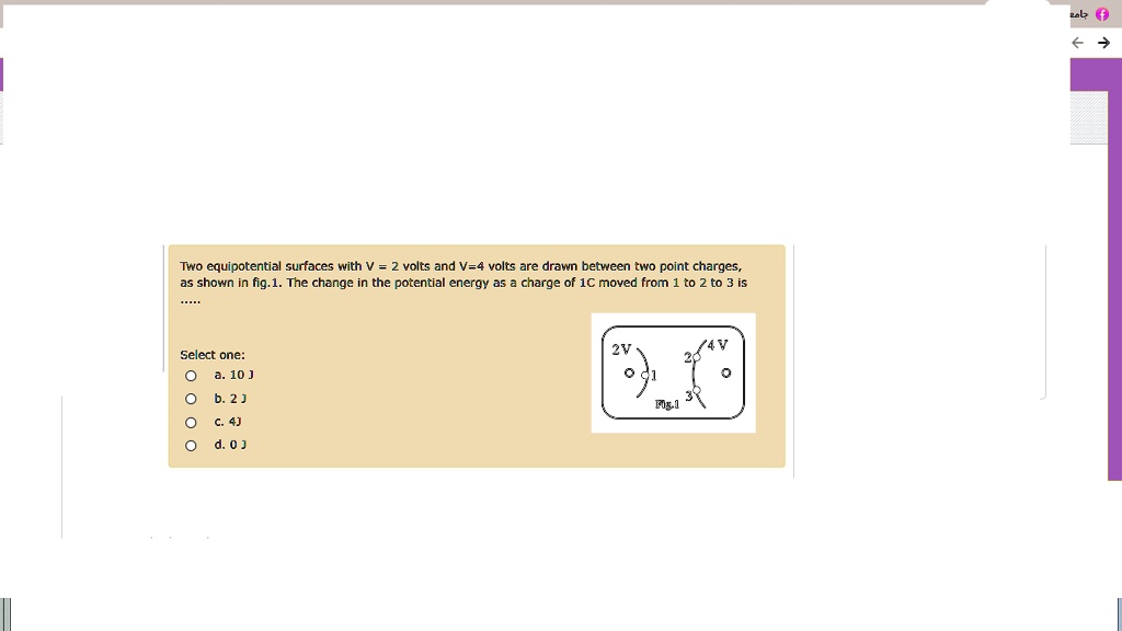 two equipotential surfaces with v 2 volts and v4 volts are drawn ...