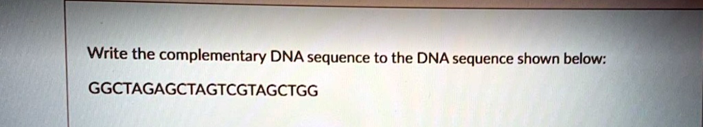 Solved Write The Complementary Dna Sequence To The Dna Sequence Shown 4722