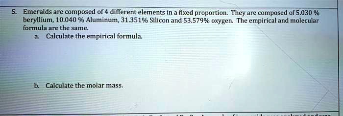 emeralds are composed of 4 different elements in a fixed proportion ...