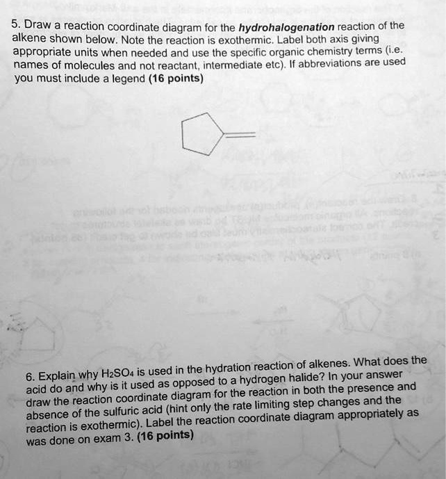 SOLVED: Draw a reaction coordinate diagram for the hydrohalogenation reaction of the alkene ...