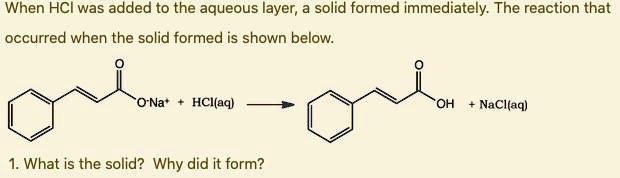 when hci was added to the aqueous layer solid formed immediately the ...