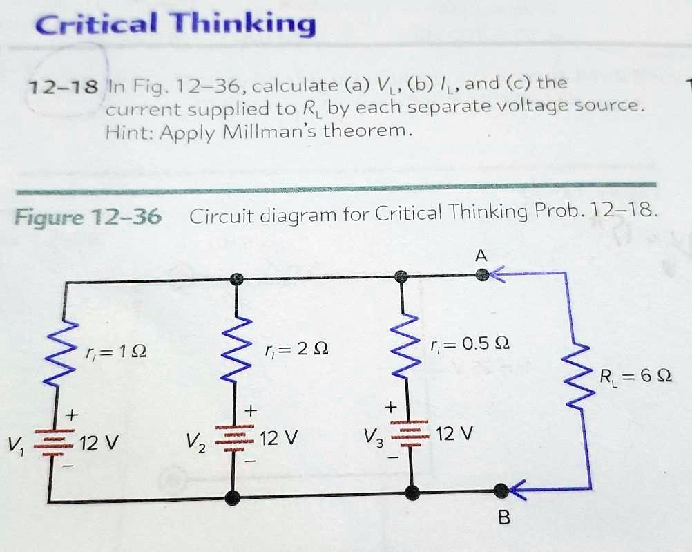 SOLVED: Critical Thinking 12-18 In Fig. 12-36, calculate (a) V , (b) / , and (c) the current ...
