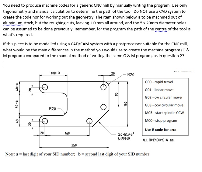 SOLVED: You need to produce machine codes for a generic CNC mill by manually writing the program ...