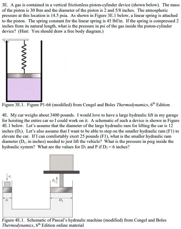 3E. A gas is contained in a vertical frictionless piston-cylinder ...