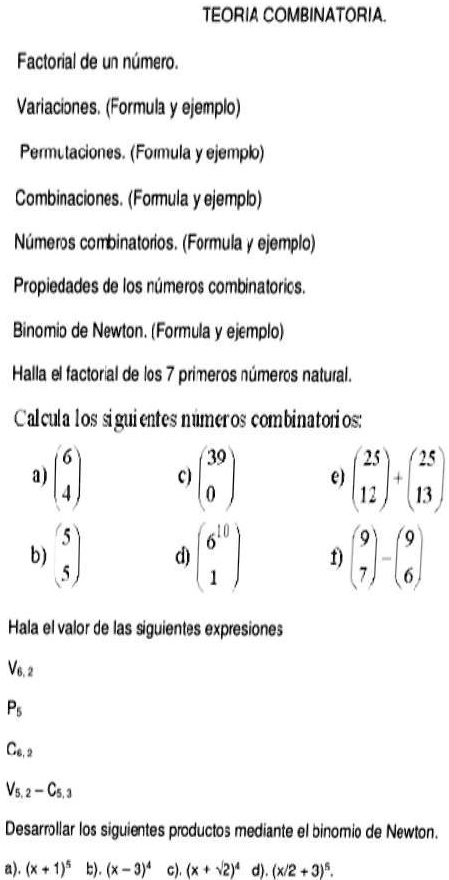 SOLVED: Factorial de un número. TEOAIA COMBINATORIA. Variaciones ...