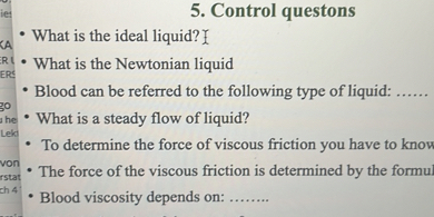 5. Control questons - What is the ideal liquid? - What is the Newtonian ...
