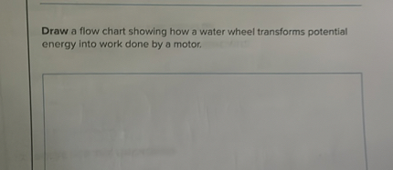 Draw a flow chart showing how a water wheel transforms potential energy ...