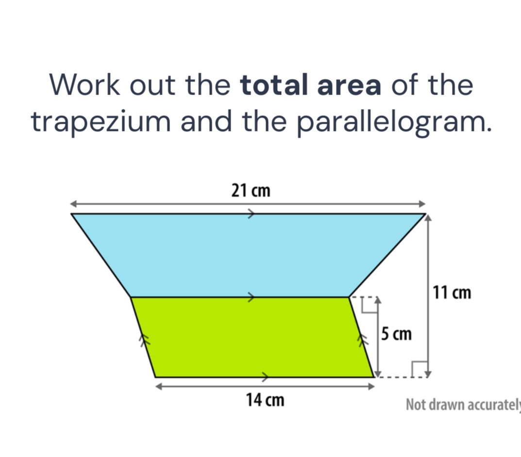 SOLVED: Work out the total area of the trapezium and the parallelogram ...