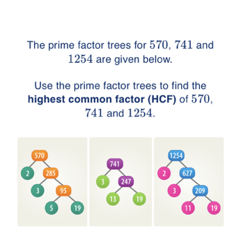SOLVED: The prime factor trees for 570,741 and 1254 are given below ...
