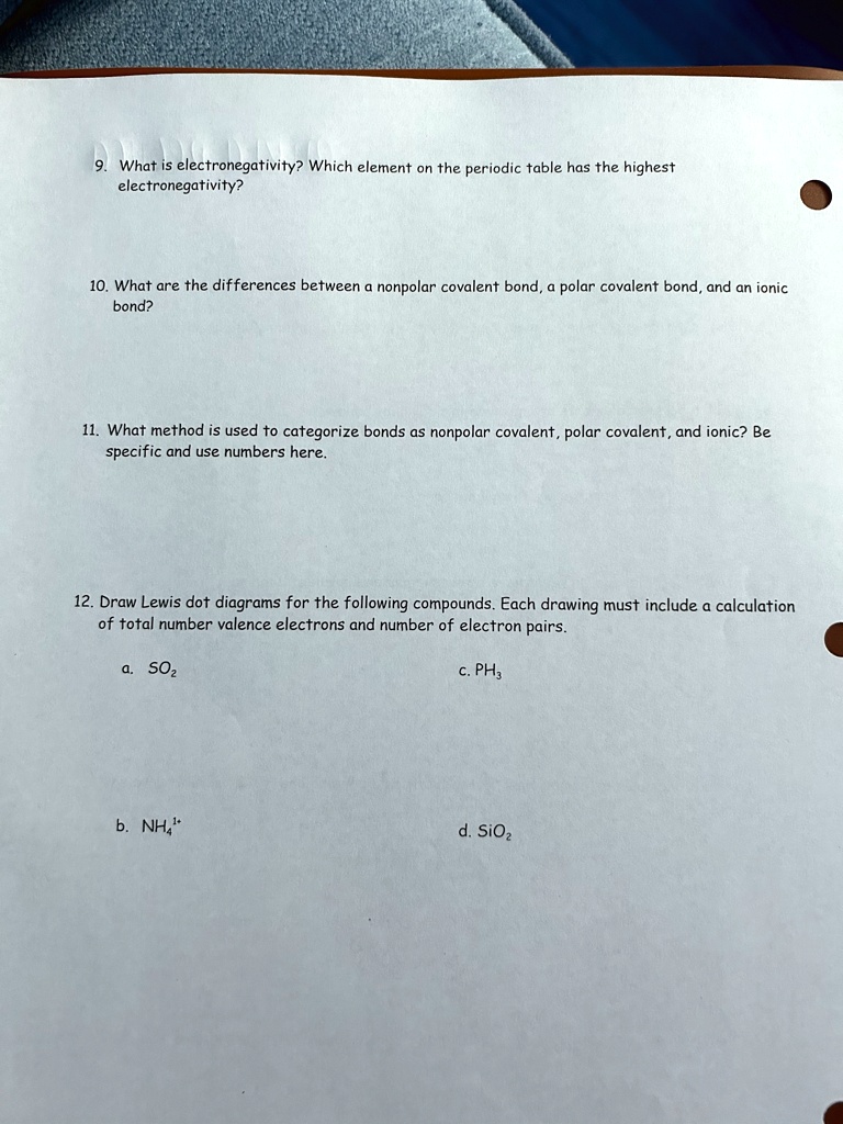 9. What is electronegativity? Which element on the periodic table has ...