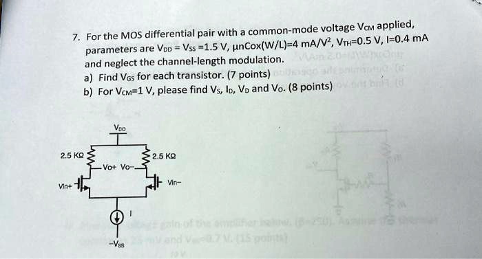 7for the mos differential pair with a common mode voltage vcm applied ...