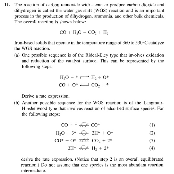 SOLVED: 11. The reaction of carbon monoxide with steam to produce ...