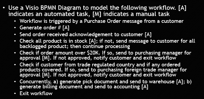 Use a Visio BPMN Diagram to model the following workflow. [A] indicates ...