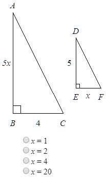 'The polygons are similar, but not necessarily drawn to scale. Find the value of x. x=] r=2 r=- 14'