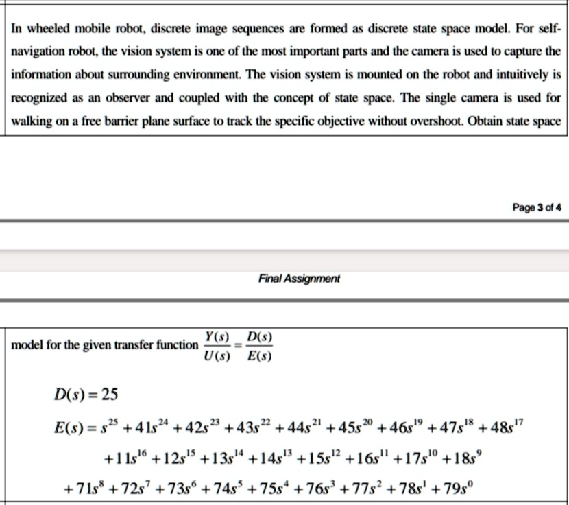 SOLVED: In wheeled mobile robot, discrele image sequences are formed as ...