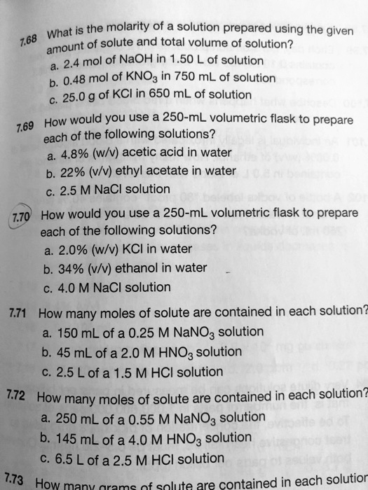 SOLVED: What is the molarity of a solution prepared using the given 1.68 amount of solute and ...