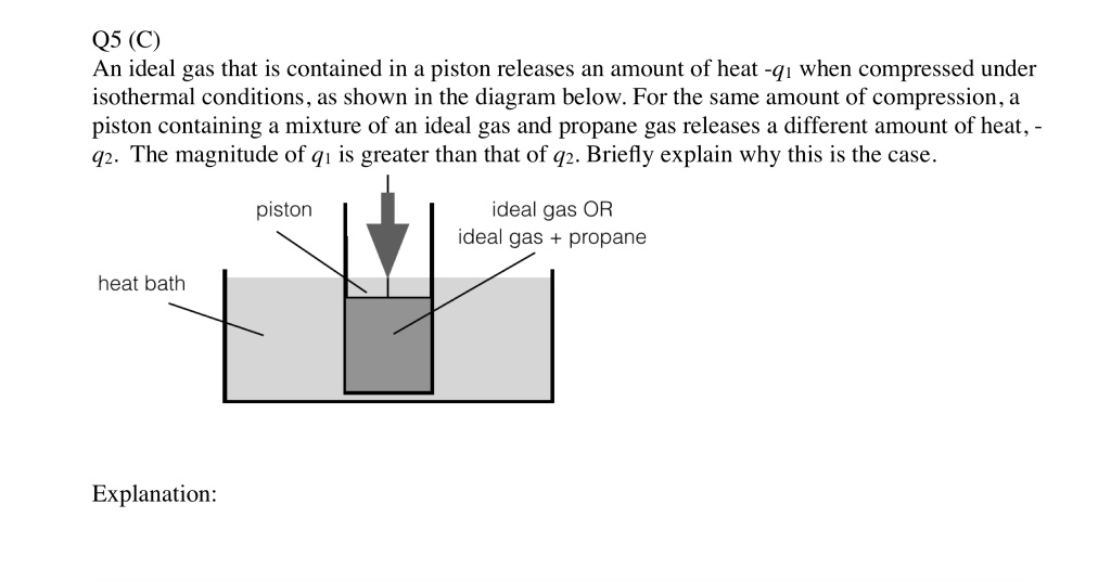 SOLVED: Q5 (C) An ideal gas that is contained in a piston releases an ...