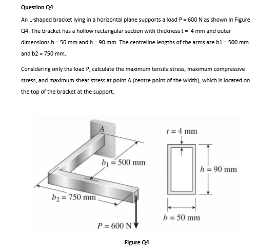 question q4 an l shaped bracket lying in a horizontal plane supports a ...