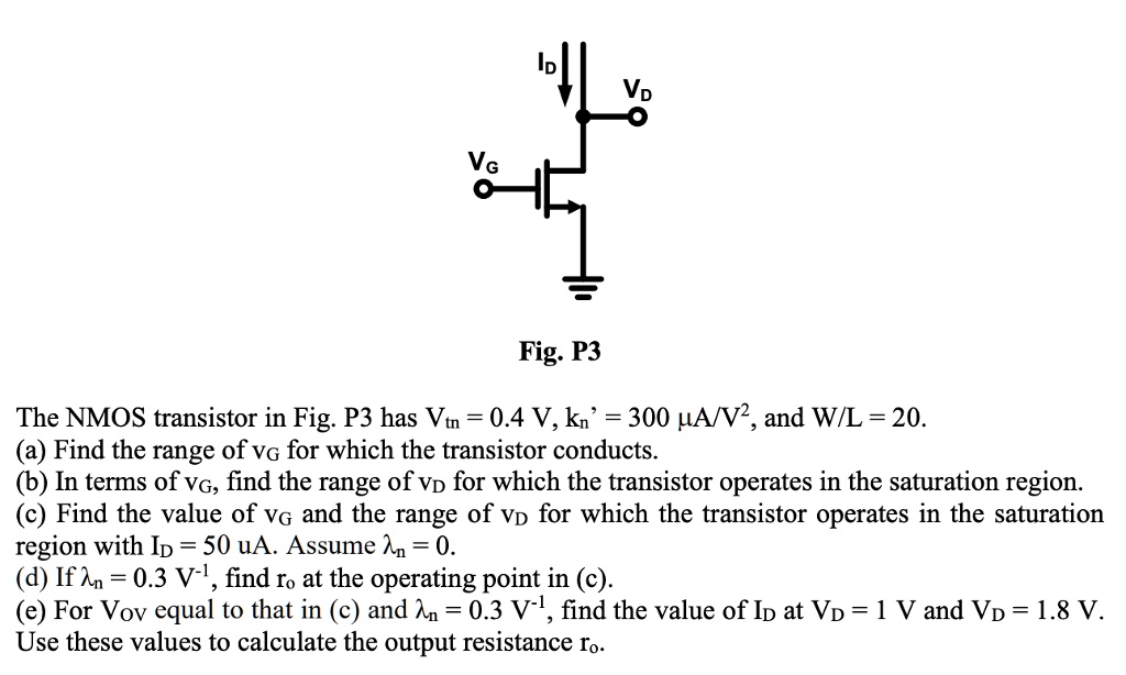 show steps vo the nmos transistor in fig p3 has vtn 04 v kn 300 av2 and ...