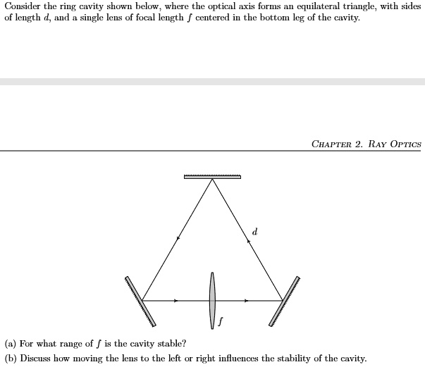 SOLVED: Consider the ring cavity shown below, where the optical axis ...