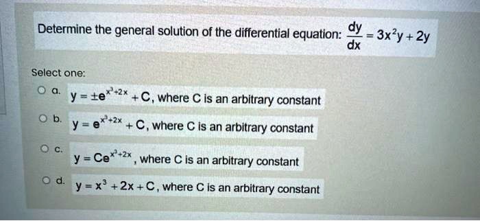 SOLVED:Determine the general solution of the differential equation: dy ...
