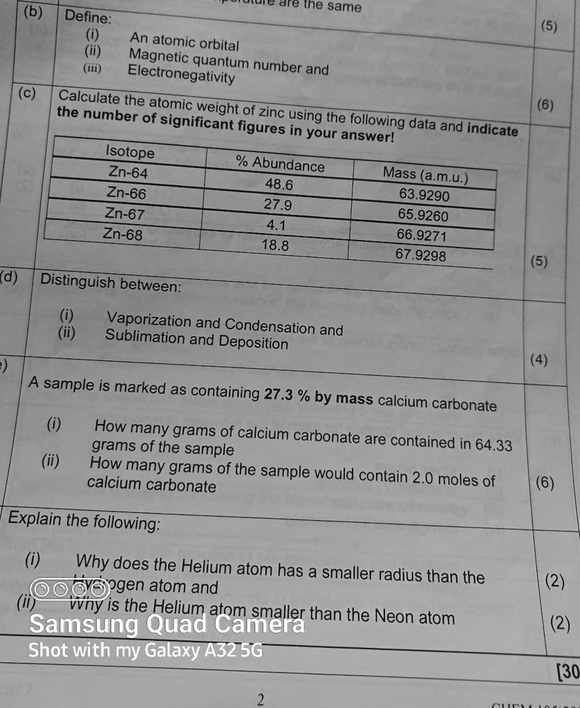 SOLVED: (b) Define: There are the same (i) An atomic orbital (ii ...