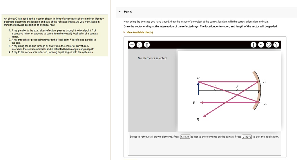 SOLVED: An object O is placed at the location shown in front of a concave spherical mirror. Use ...
