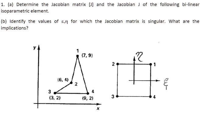 SOLVED: (a) Determine the Jacobian matrix isoparametric element and the ...
