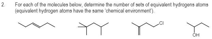 SOLVED: For each of the molecules below; determine the number of sets ...