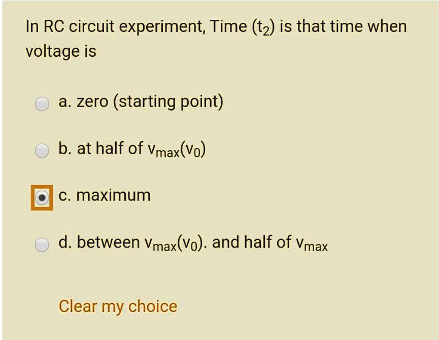 in rc circuit experiment time tz is that time when voltage is a zero ...