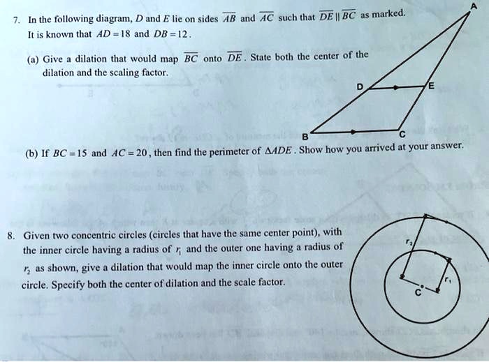 in the following diagram d and e lie on sides ab and ac such that de i ...